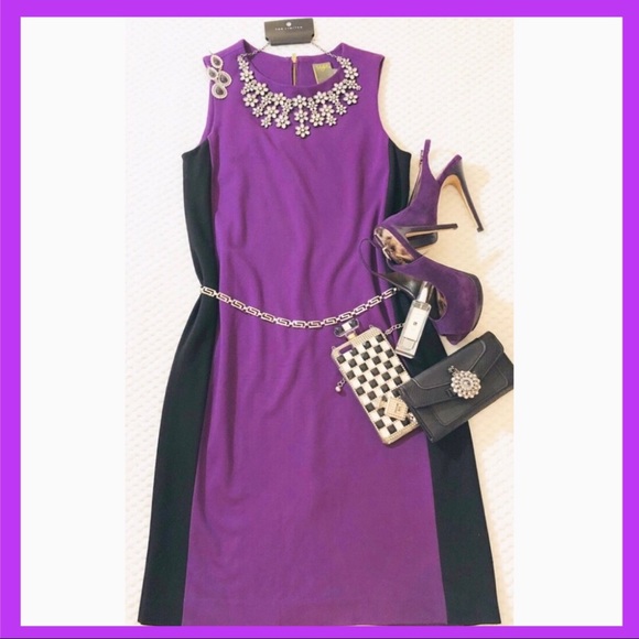 Taylor | Dresses | Taylor Purple And Black Colorblock Dress | Poshmark